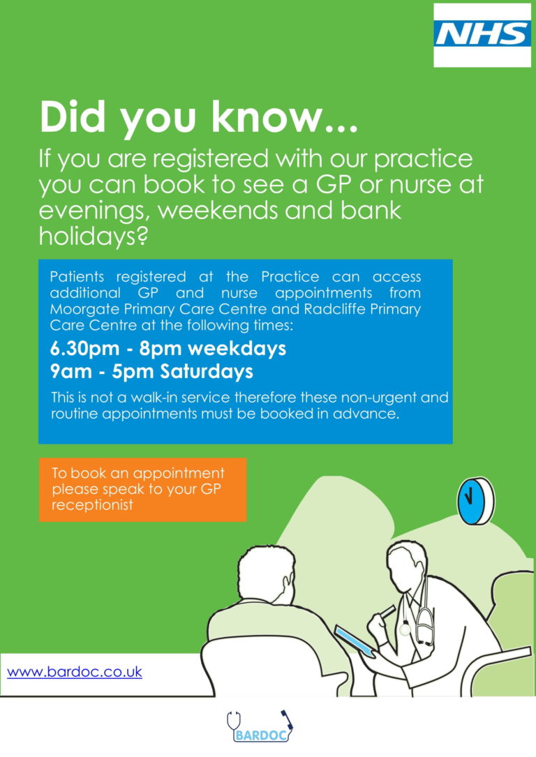 Out of Hours Poster – Ramsbottom Medical Practice